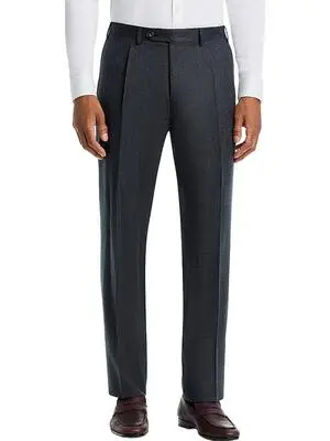 Canali Pleated Flannel Trousers - Charcoal