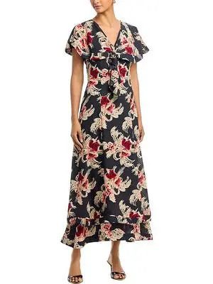 Cinq À Sept Floral Print Maxi Dress - Obsidian Multi