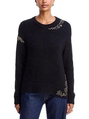 Cinq À Sept Crystal Lace Lilliana Sweater - Black