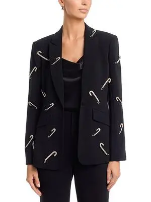 CINQ À SEPT Cinq A Sept Embellished Safety Pin Blazer
