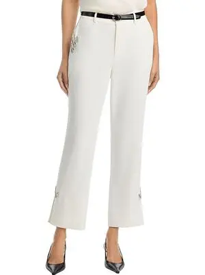 Cinq À Sept Kerry Rhinestone Pin Cropped Pants - Ivory