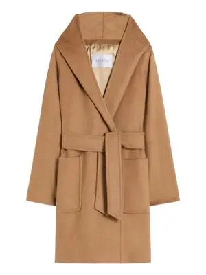Max Mara Rialto Hooded Belted Coat - Camel