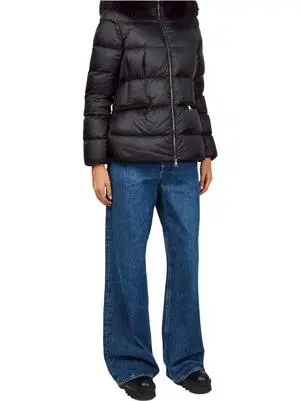 Moncler Boed Down Jacket With Fur Hood - Black