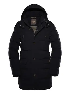 MOORER Button-down Hooded Down Coat - Dark Blue