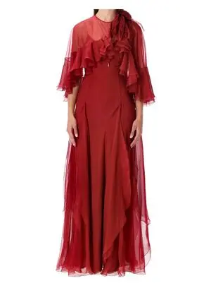Alberta Ferretti Ruffled Gown - Red