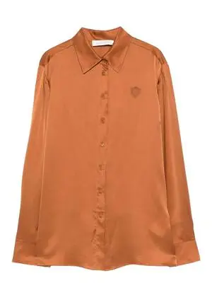 Zimmermann Embroidered Silk Shirt - Brown
