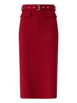 Pinko Belted Slit-detail Midi Skirt - Red
