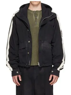 424 FAIRFAX Racing Jacket With Stripe Appliqués - Black