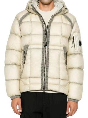 C.P. COMPANY Long Sleeve Hooded Down Jacket - Beige