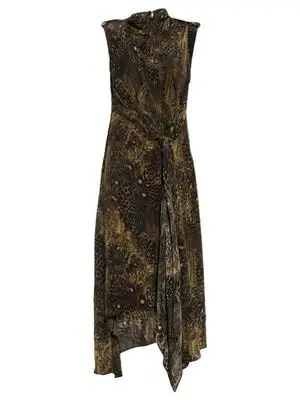 ALLSAINTS Sleeveless Asymmetrical Hem Printed Dress - Green