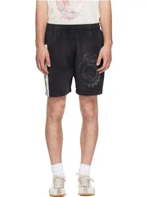 424 FAIRFAX Printed Pattern Athletic Shorts - Black