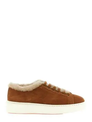 Santoni Cleanmount Shearling Lined Sneakers - Brown