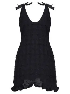 Alessandra Rich Bow-detail Bouclé Mini Dress - Black