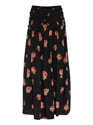ALLSAINTS Floral Print Tiered Maxi Skirt - Black