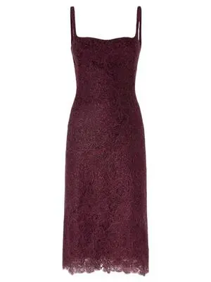 Ermanno Scervino Rebrode Lace Sheath Dress With Scalloped Hem - Red
