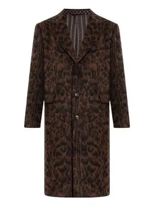 Etro Animal Motif Jacquard Coat - Brown