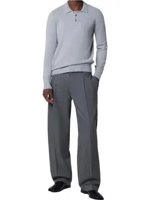 DRUMOHR Long-sleeved Polo Collar Sweater - Light Grey