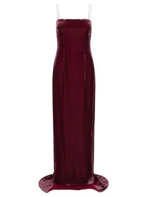 ROTATE BY BIRGER CHRISTENSEN Silk Velvet Strap Gown - Deep Red