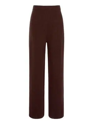Sportmax Ribbed Knit Elastic Waist Casual Pants - Chocolate-colored
