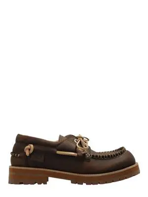 Moschino Whipstitch Lug-sole Boat Shoes - Brown