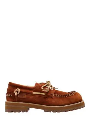 Moschino Whipstitch-trim Chunky Sole Boat Shoes - Brown