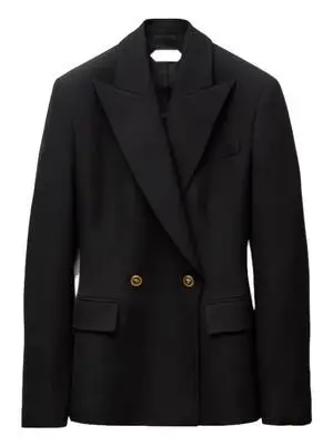 Versace Wool Grain De Poudre Blazer With Medusa Hardware - Black
