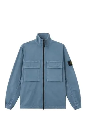 Stone Island Logo-patch Zip-up Shirt Jacket - Blue