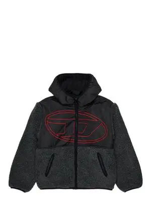 DIESEL® Logo Embroidered Fleece-panel Bomber Jacket - Black