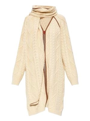 DIESEL® Long Cardigan With Zipper Detail - Cream