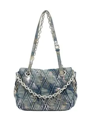 DIESEL® Charm D Quilted Metallic-foil Shoulder Bag - Blue