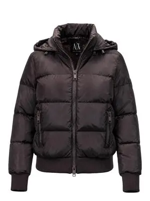 Armani Exchange Zipper Cotton Hooded Jacket - Black