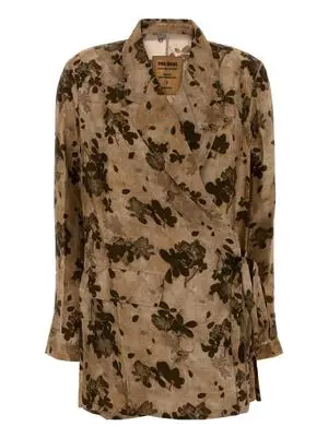 UMA WANG Long Sleeve Printed Jacket - Brown
