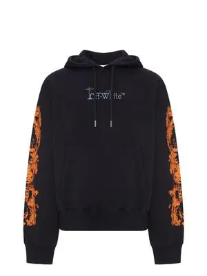 Off-White Long Sleeve Hooded Sweatshirt - Black