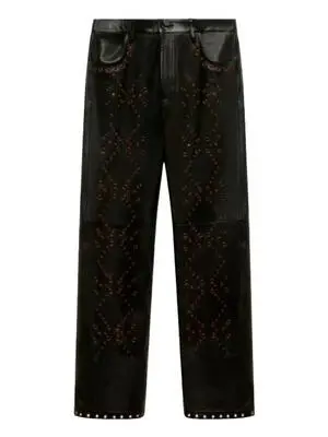 Marni Nappa Lambskin Leather Trousers With Studded Front - Black