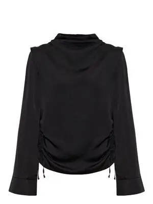 ALLSAINTS ALLSAINTS Long-Sleeved Draped Top With Tie Details Black