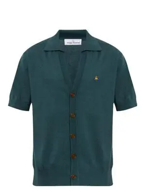 VIVIENNE WESTWOOD Short-sleeved Knit Cardigan With Collar - Green