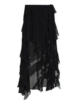 ALLSAINTS Asymmetrical Ruffle Skirt - Black