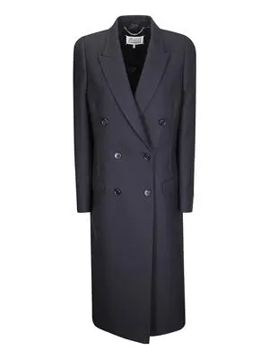 MAISON MARGIELA Long Double-breasted Coat - Black