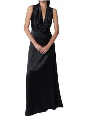 MAISON MARGIELA Draped Cowl Neck Maxi Dress - Black