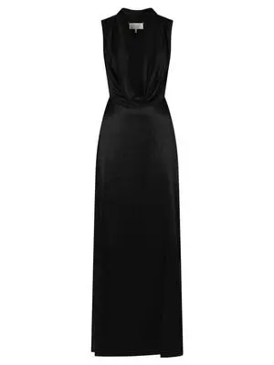 MAISON MARGIELA Draped Cowl Neck Sleeveless Maxi Dress - Black
