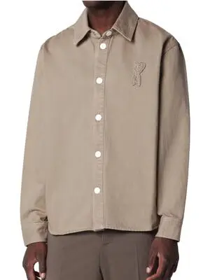 AMI Paris Collared Long-sleeved Shirt - Taupe