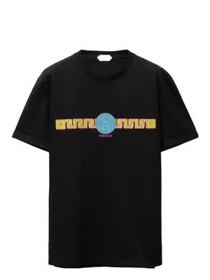 Versace Printed Cotton-jersey Slim T-shirt - Black
