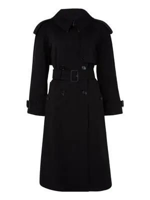 Burberry Long Gabardine Trench Coat - Black