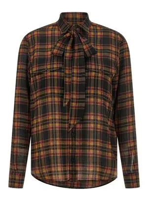 SAINT LAURENT SAINT LAURENT Long Sleeve Plaid Shirt With Pussy Bow