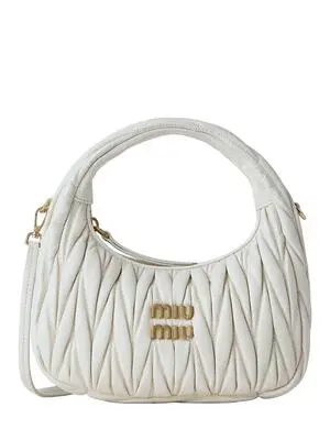Miu Miu Small Wander Matelassé Hobo Bag - White