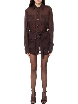 Saint Laurent Silk Dress - Brown