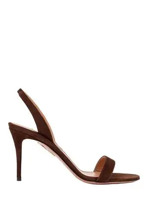 AQUAZZURA So Nude Suede Slingback High Heels - Brown