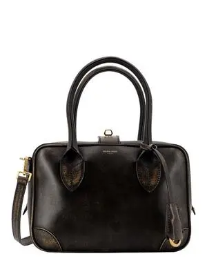 GOLDEN GOOSE Vita Vintage Leather Top Handle Bag - Black
