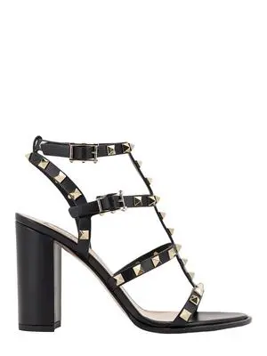 Valentino Garavani Rockstud Leather Sandals With Allover Studs - Black