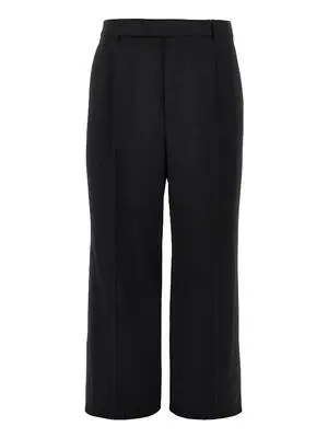 Saint Laurent Wool Grain De Poudre Tailored Wide-leg Trousers - Black